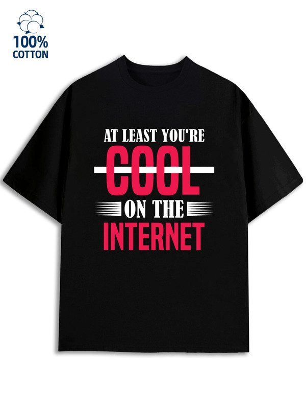 Internet Cool Tee for men funny humor 180G 100% Cotton black work ...