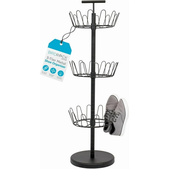 Internet's Best 3 Tier Metal Shoe Tree | Black Finish | 18-Pair Shoe ...