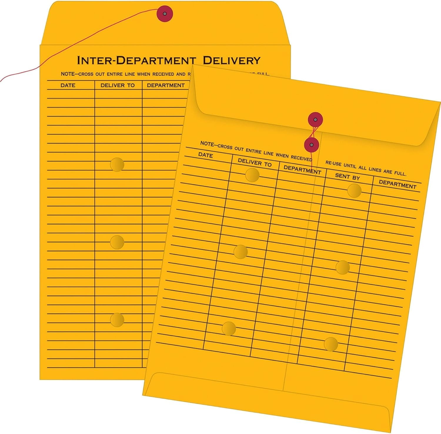 Interoffice Envelopes, String Button, Brown , 10 x 13, 100 per Case ...