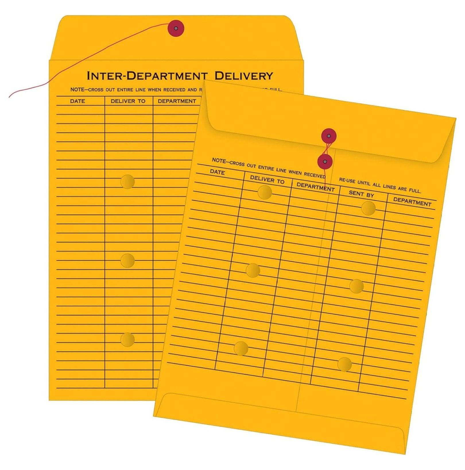 Interoffice Envelopes, String and Button, Brown , 10 x 13, 100 per Case ...