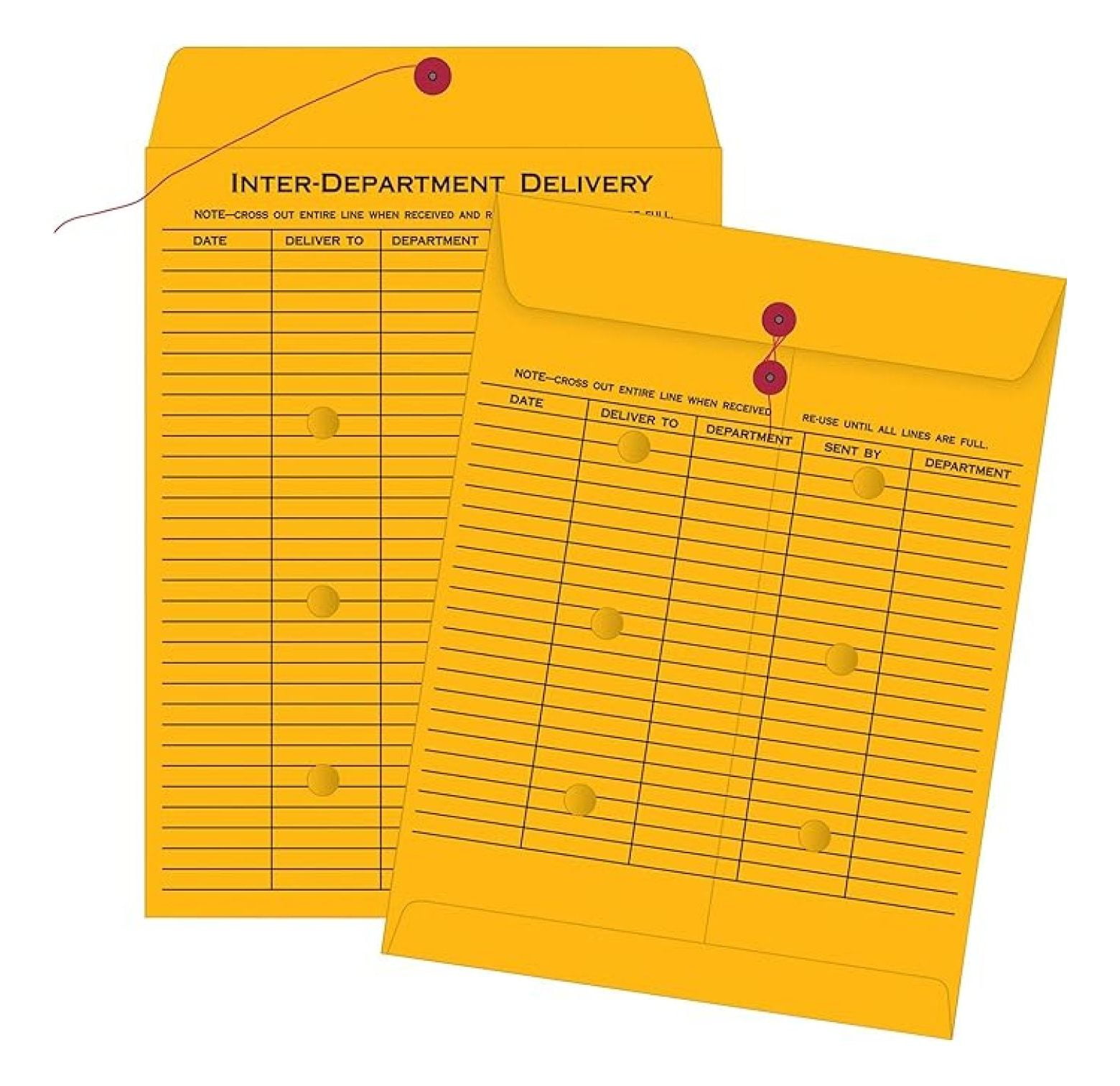 Interoffice Envelopes, String and Button, Brown , 10 x 13, 100 per Case ...