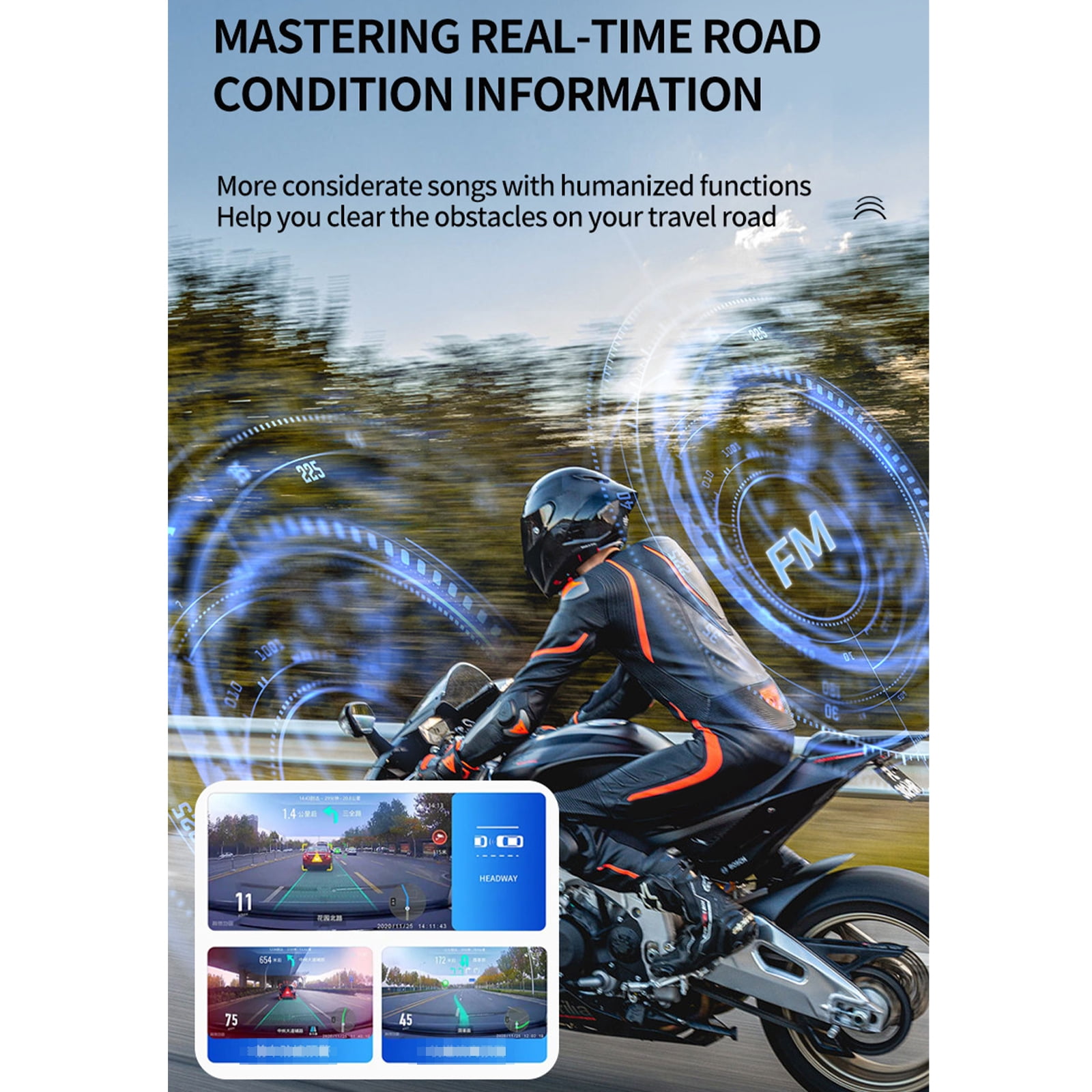 Interphone,300m Ip67 Motorbike Helmet Intercom Hands-free 300m - Voice ...