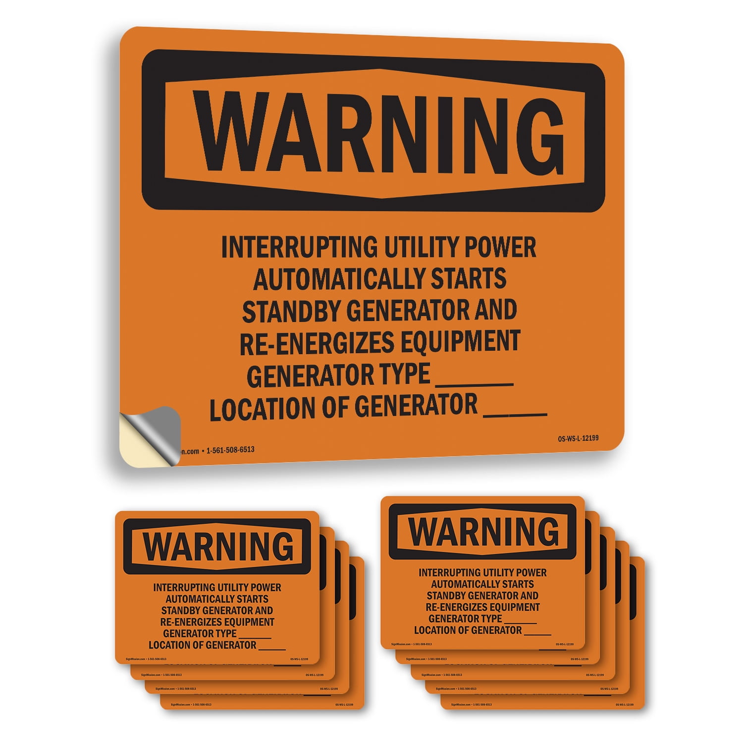 Interrupting Utility Power Automatically OSHA WARNING Vinyl Decal Label ...