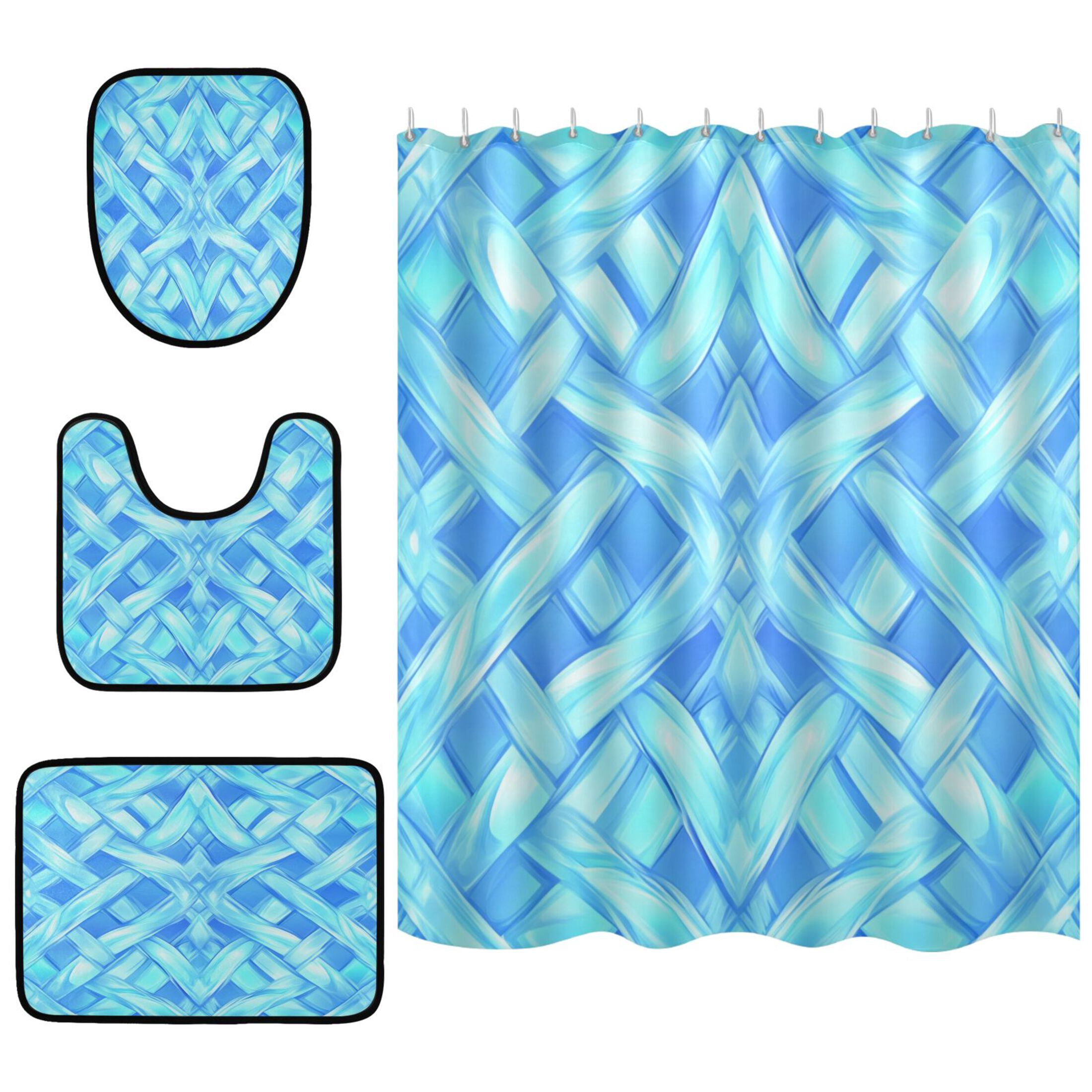 Intersecting Grids Bright Colors Bathroom Accessory Curtain Sets Bath ...