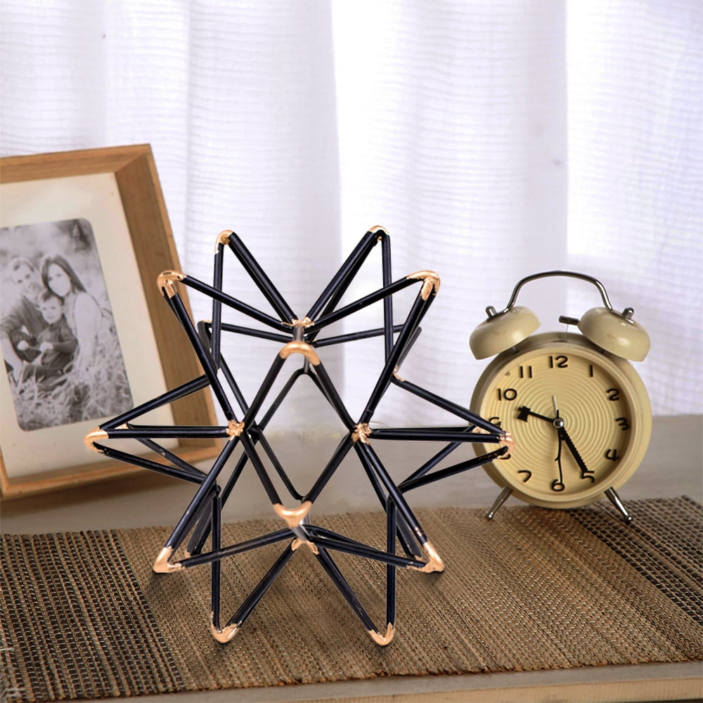 Intersecting Iron Wire Star Decor with Accented Joints, Black and Gold ...