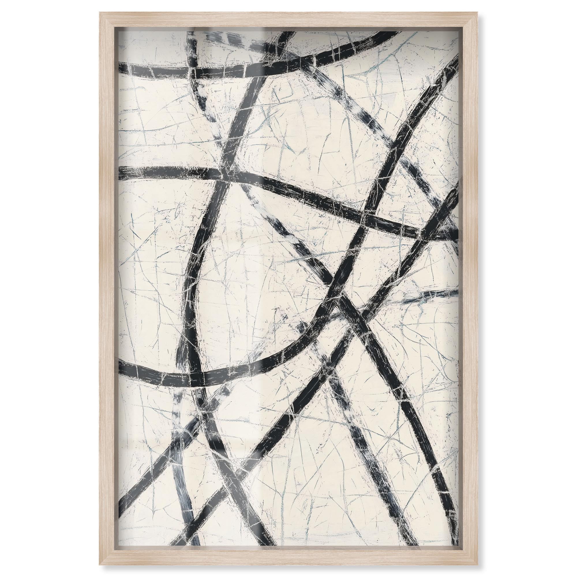 Intersecting Lines II Shadowbox Print Line Wall Decor by Art Remedy, Blonde Frame, 24 x 36 ...