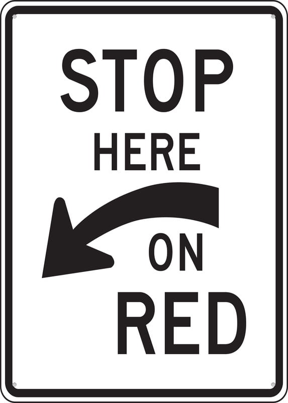 Intersection Sign Stop Here On Red Curved Arrow Outdoor Metal Sign - 12 ...