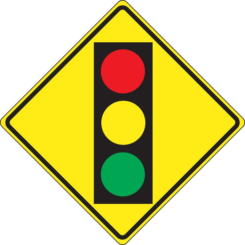 Intersection Warning Sign Signal Ahead Symbol Metal Signs 12 Inch Rust ...