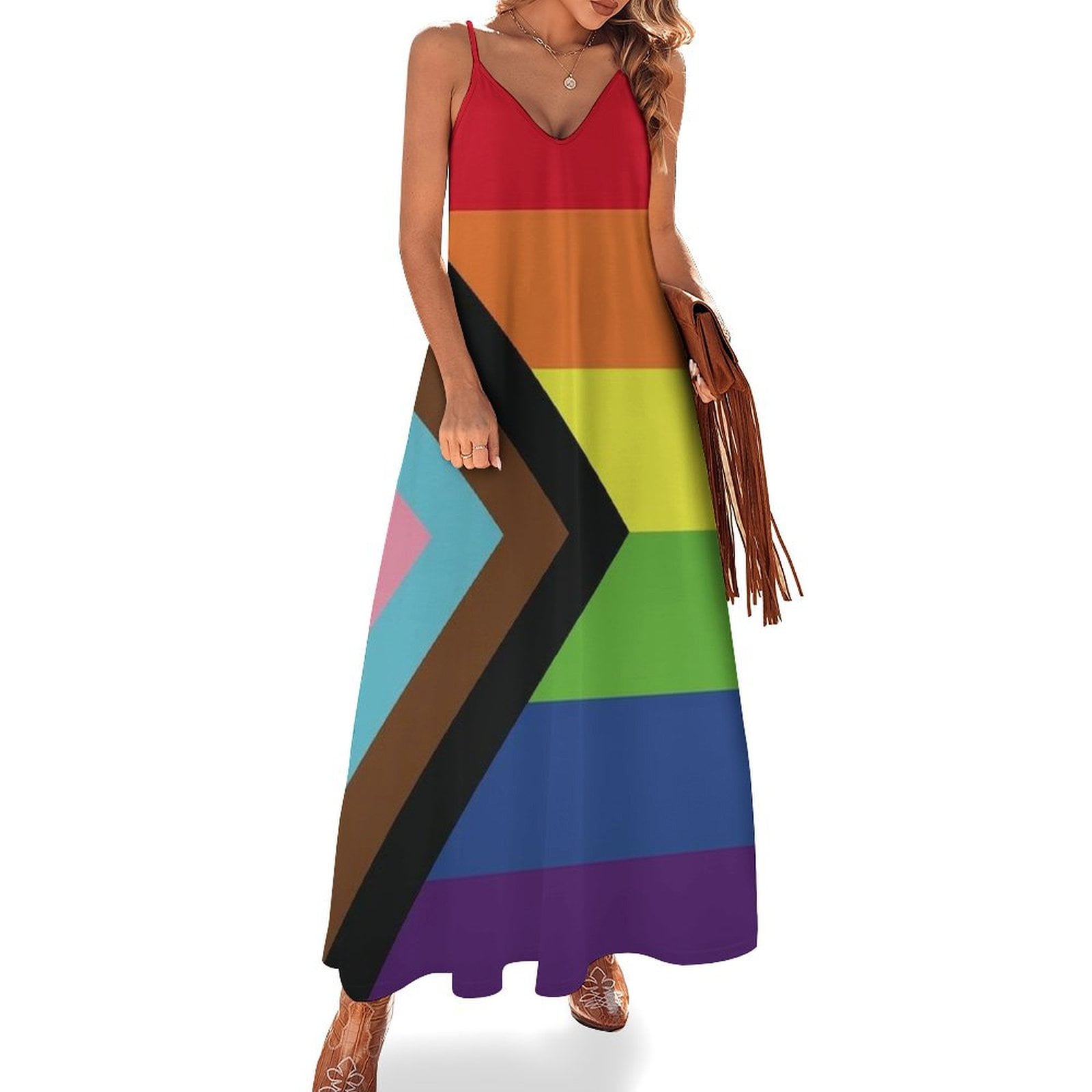 Intersex-Inclusive Pride Progress FlagSummer Sleeveless V Neck Dresses ...
