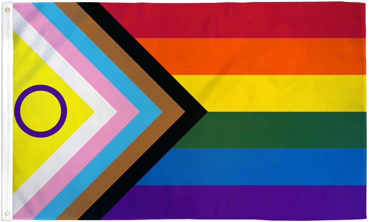 Intersex Inclusive Progress Pride With Rainbow LGBT Flag 2X3 ft - UV Fade Resistant ,and Double ...
