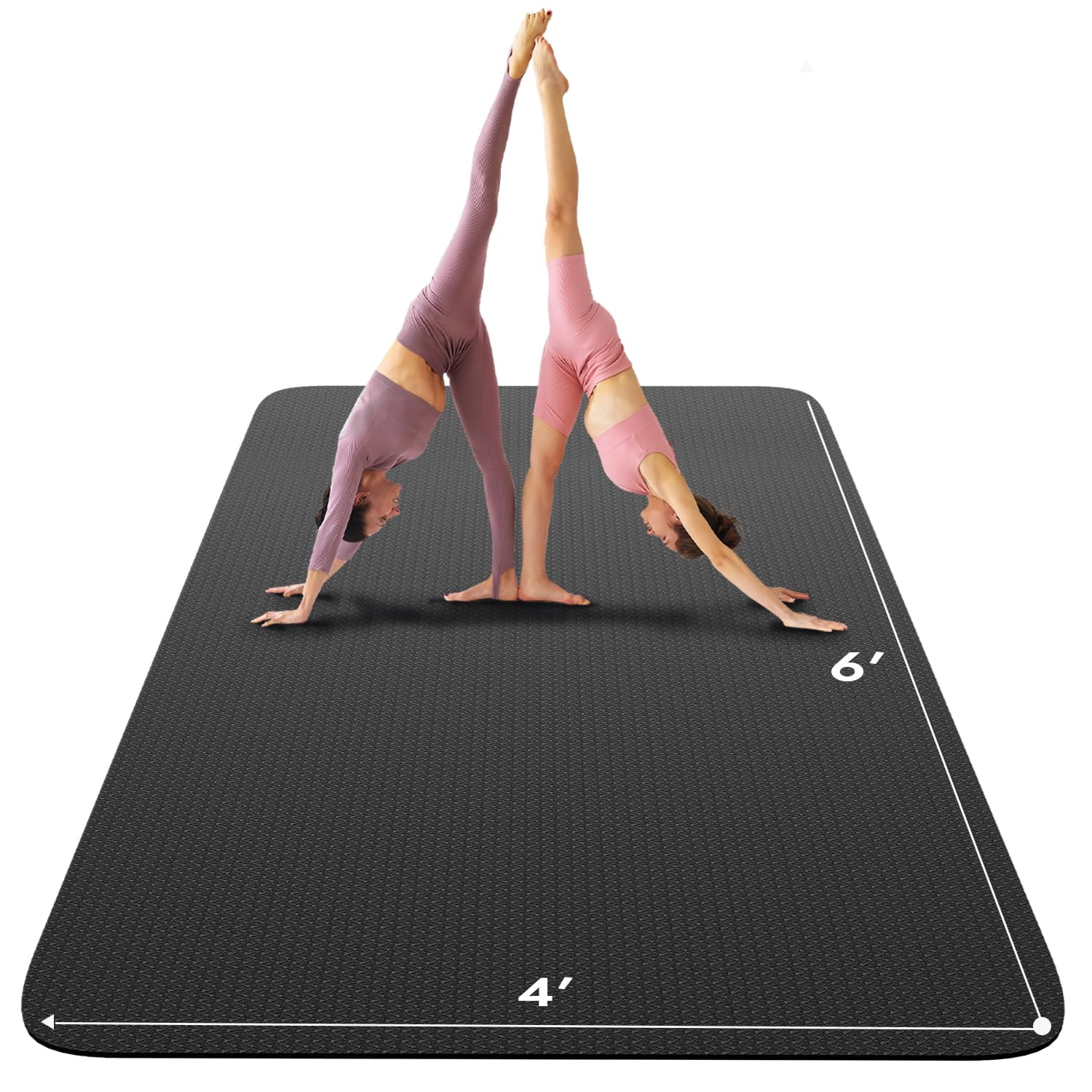 Intersky Extra Wide Yoga Mat, 6' x 4' x 6mm,Black Non-Slip, Thick TPE ...