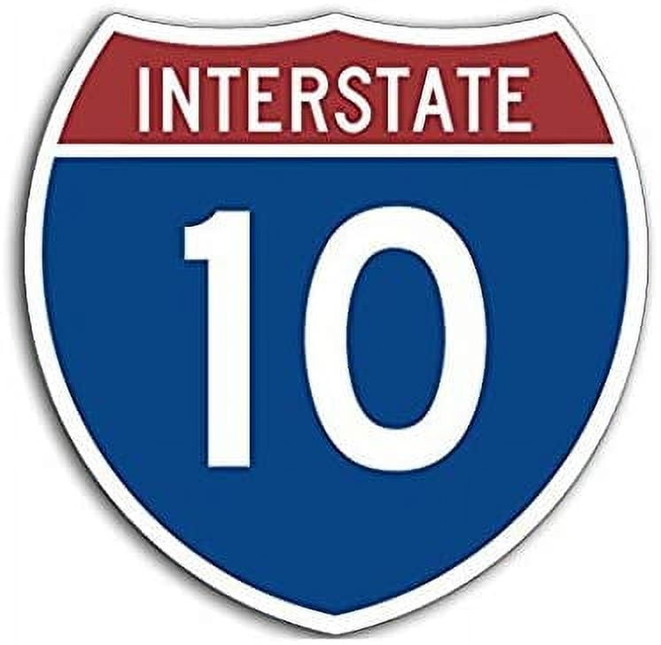 Interstate 10 Freeway Sign Shaped Bumper Sticker (road trip travel ...