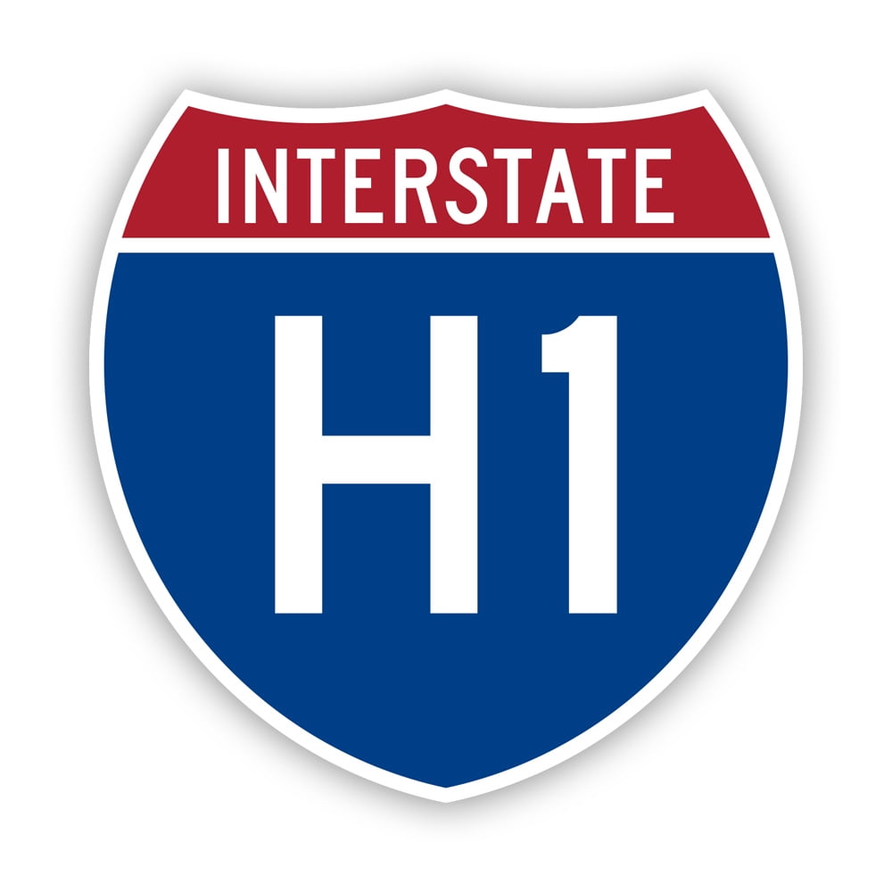 Interstate H-1 H1 Sticker Decal - Self Adhesive Vinyl - Weatherproof ...