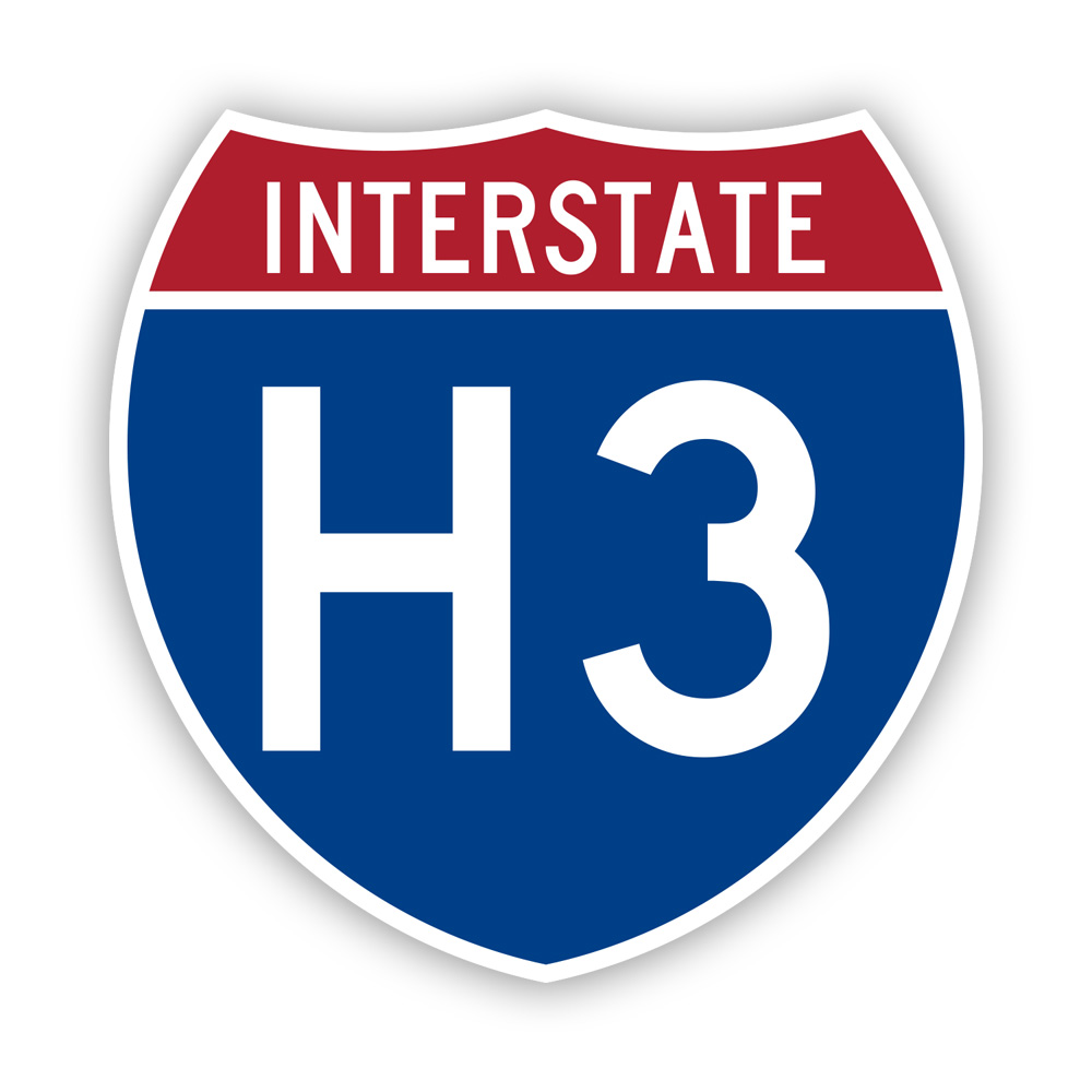 Interstate H-3 H3 Sticker Decal - Self Adhesive Vinyl - Weatherproof - Made in USA - highway ...