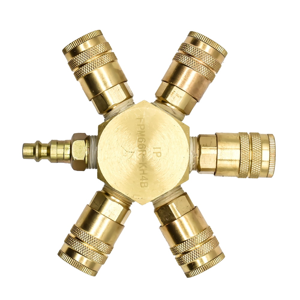 Interstate Pneumatics FPM66R-KH4B 3/8" Brass Manifold with (5) 1/4 ...