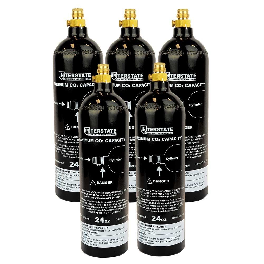 Interstate Pneumatics WRCO2-CL24-5PK CO2 Pin Valve Cylinder Tank ...