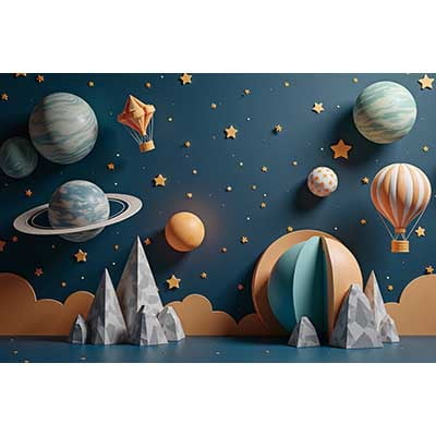 Interstellar Travel Birthday Backdrop Photography 3D Cartoon Astronaut ...
