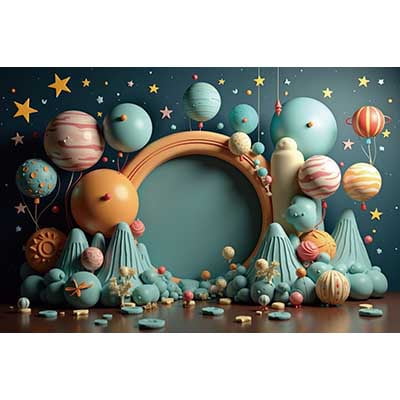 Interstellar Travel Birthday Backdrop Photography 3D Cartoon Astronaut ...