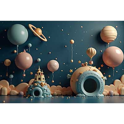 Interstellar Travel Birthday Backdrop Photography 3D Cartoon Universe ...