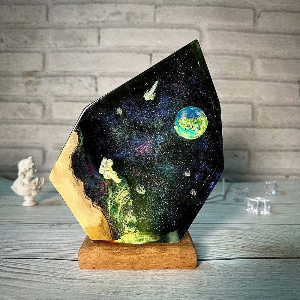 Interstellar epoxy light space galaxy resin night light astronaut resin ...