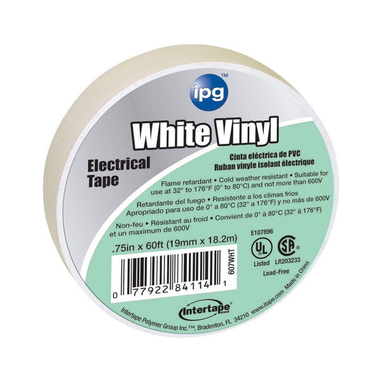 IPG .75 in. W X 60 ft. L White Vinyl Electrical Tape - Walmart.com