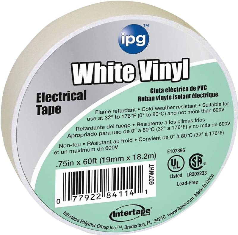 IPG 607WHT Weather Resistant White Vinyl Electrical Tape 0.75 W in. x ...