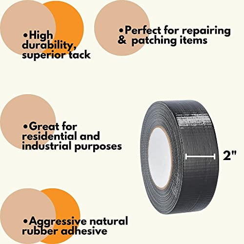 Intertape Black Duct Tape, 2 Inch x 60 Yards, 12 Pack, 9 Mil, for ...