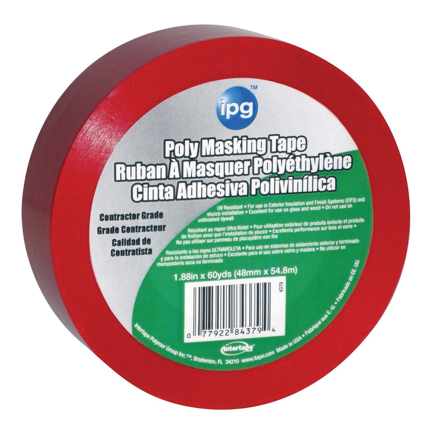 Intertape Polymer Group 4379 RED Red Contractor Grade Poly Masking Tape ...