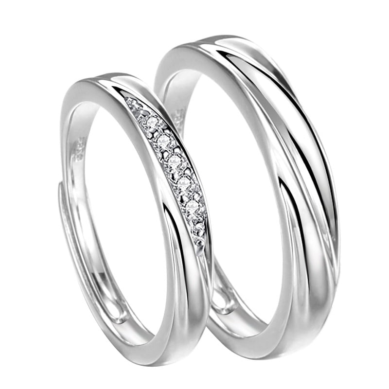 Intertwined Couples Rings for Men and Women 925 Sterling Silver Wedding ...