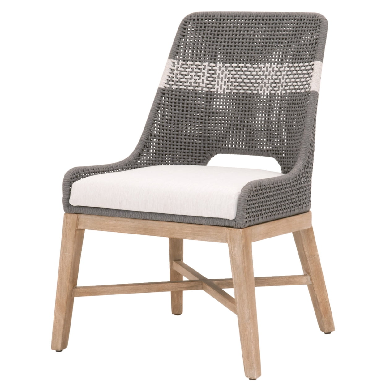 Interwoven Dining Chair with X Shaped Support, Set of 2, Dark Gray ...