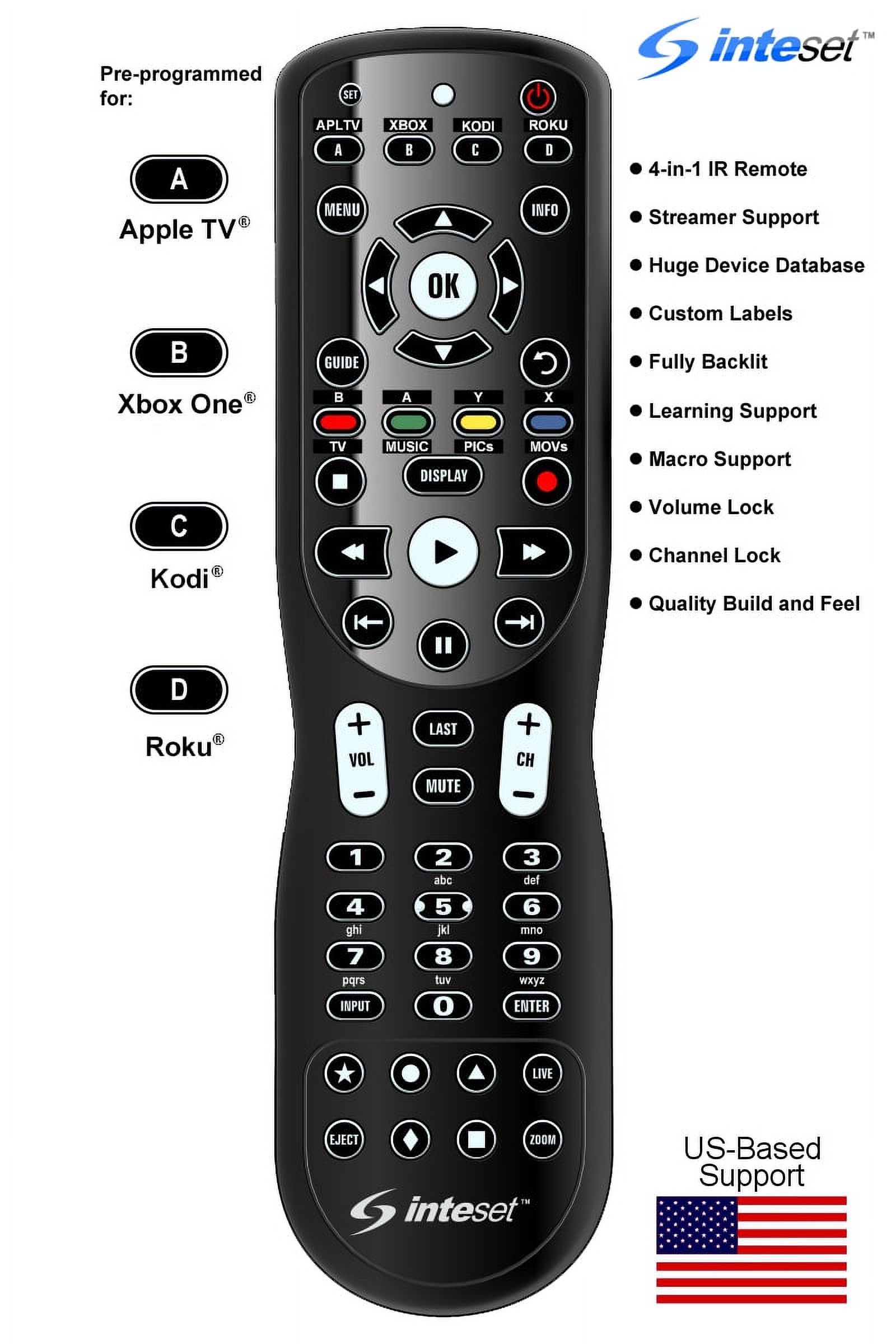 One For All Essential 8-Device Antimicrobial Backlit Universal Remote ...