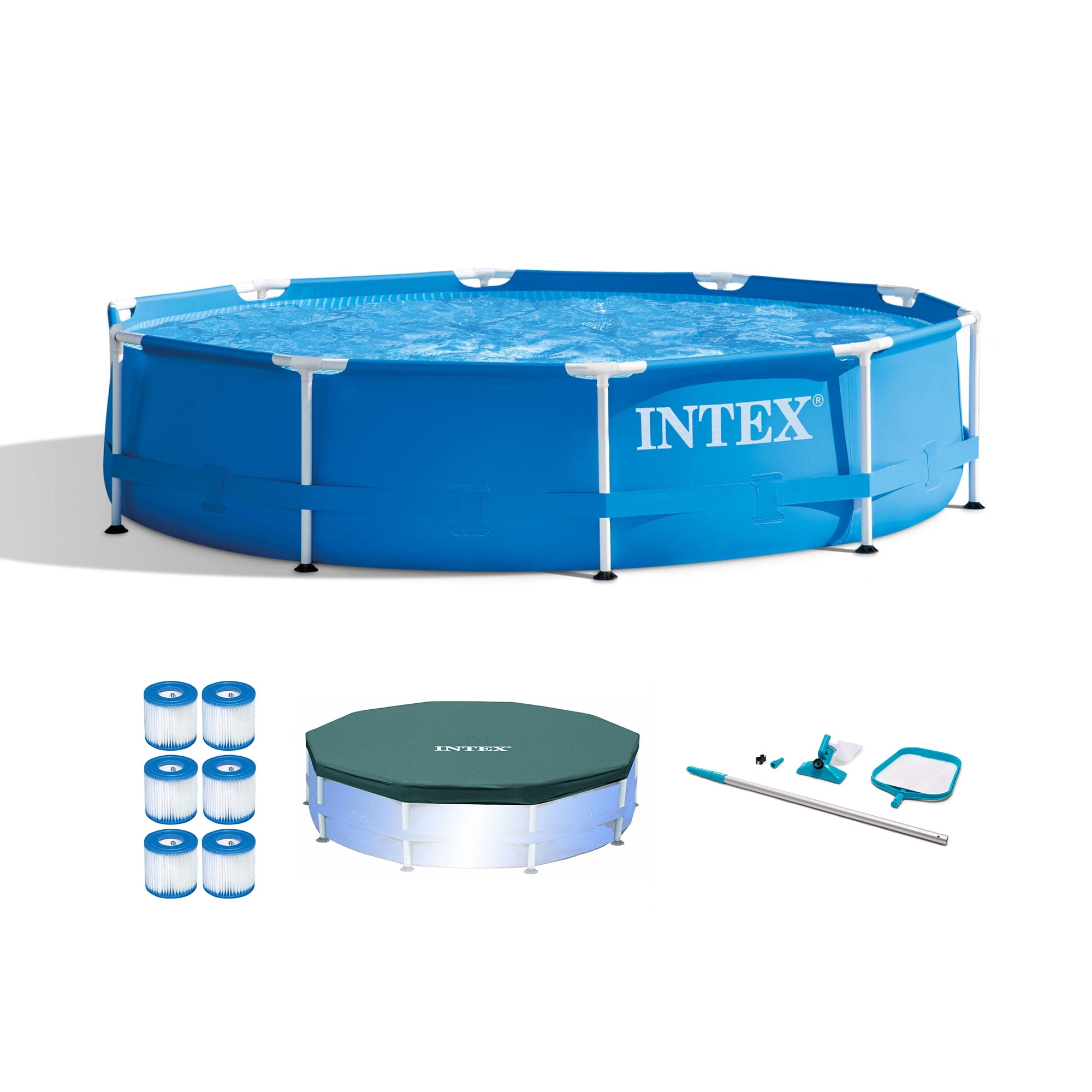 Intex 10' Easy Set Above-Ground Swimming Pool with Maintenance Kit ...