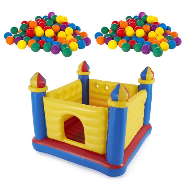 Intex 100-Pack Plastic Balls (2 Pack) w/ Inflatable Ball Pit Bouncer ...