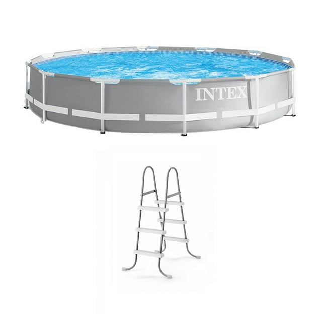 Intex 12ft Prism Frame Above Ground Pool with Filter Pump & Ladder ...