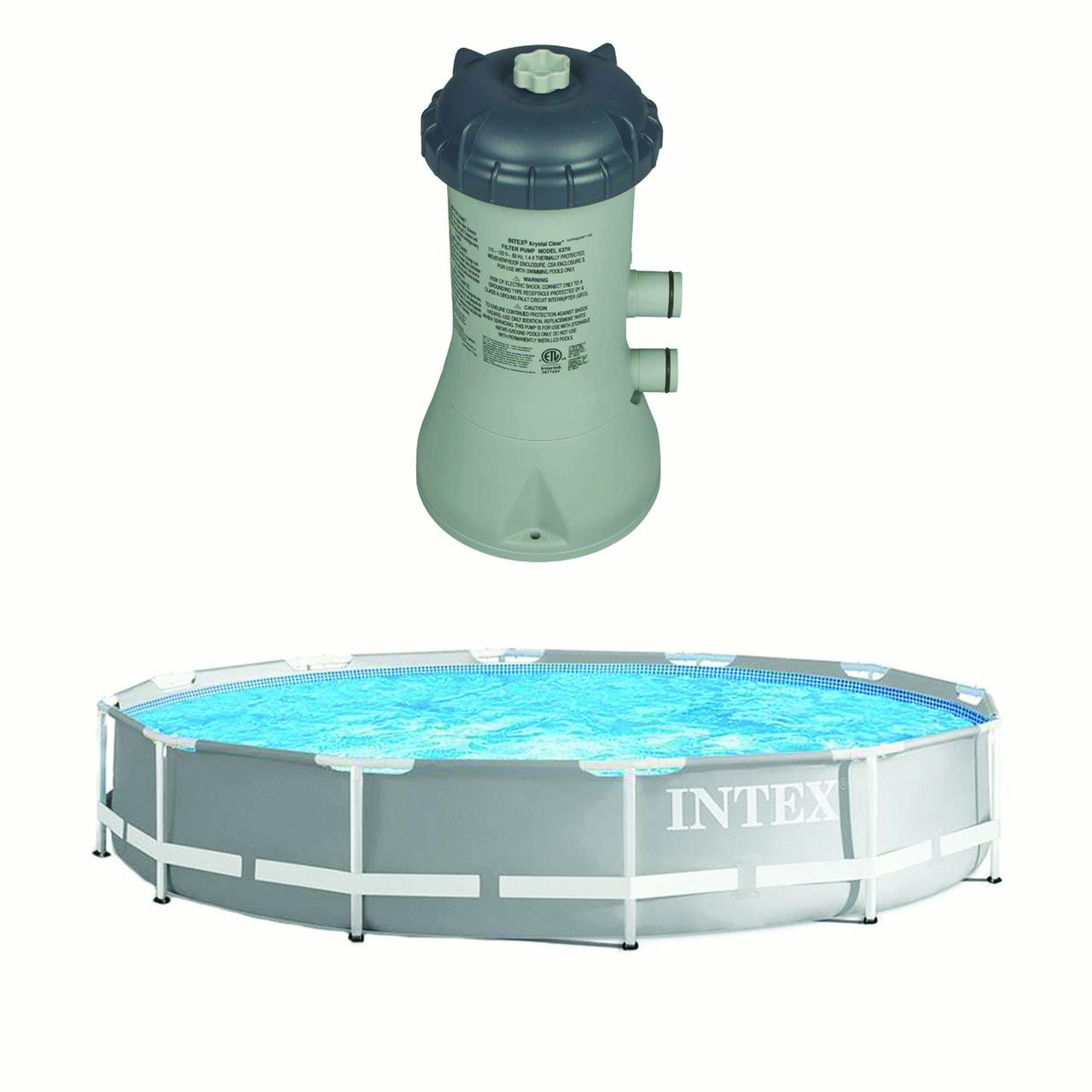Intex 12' x 30" Steel Frame Above Ground Pool & 1000 GPH Above Ground ...