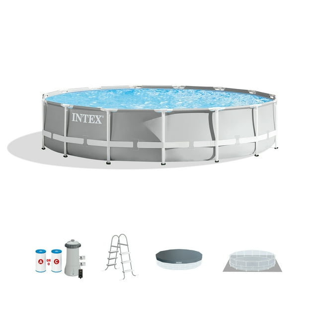 "Intex 15'x42"" Prism Frame Above Ground Pool Set with Steel Ladder ...