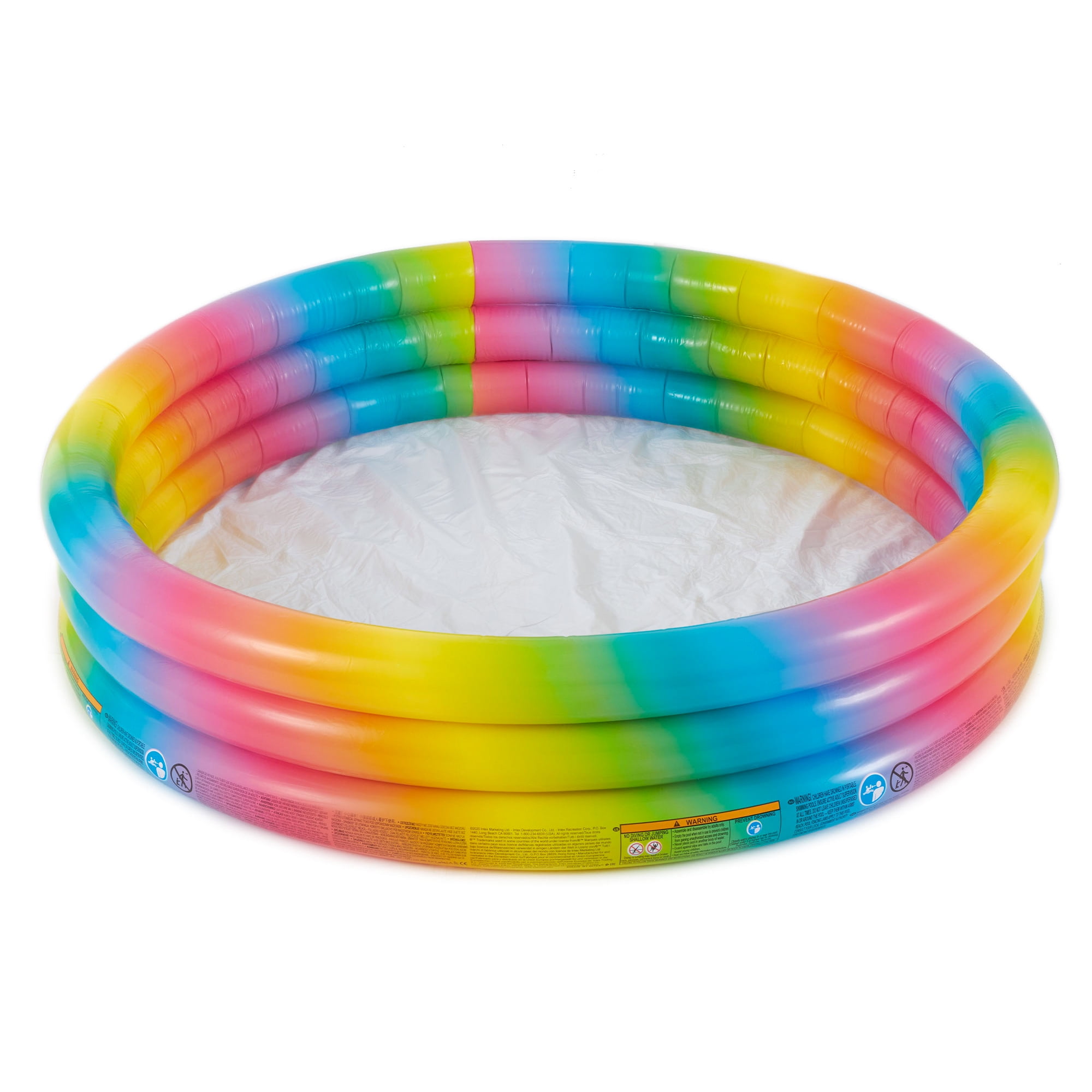 Open Box Intex 15 Inch Rainbow Ombre 3 Ring Inflatable Kids Swimming ...