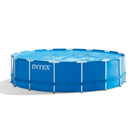 Intex 18ft x 48in Outdoor Metal Frame Ground Pool Set with Pump + 6 ...