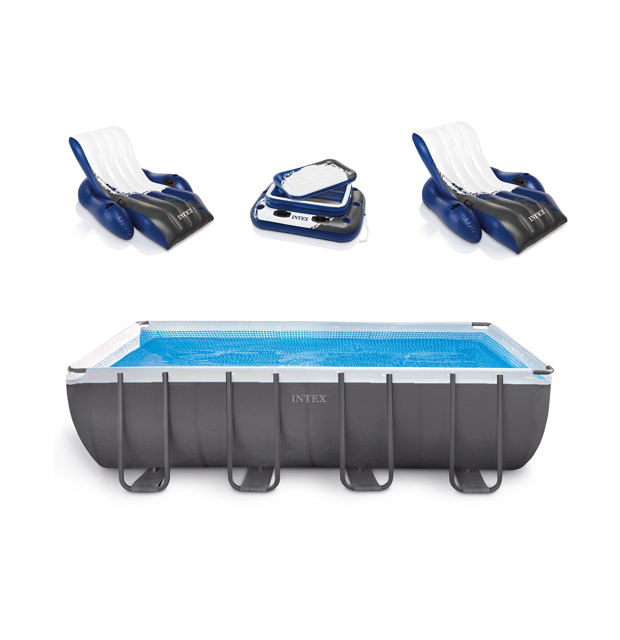 "Intex Ultra Frame Rectangular Swimming Pool Set 18'x9'x52"" with Pump ...