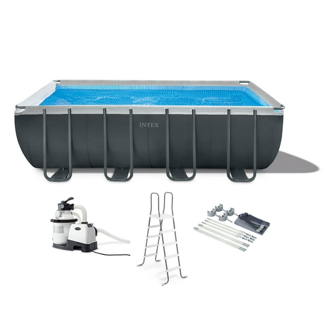 Intex Large 18Ft x 52In Ultra XTR Rectangular Frame Swimming Pool Kit with Ground Accessories ...