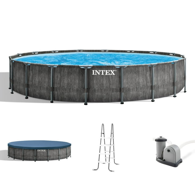 Open Box Intex 18ft x 48in Prism Steel Frame Pool Set with Cover ...