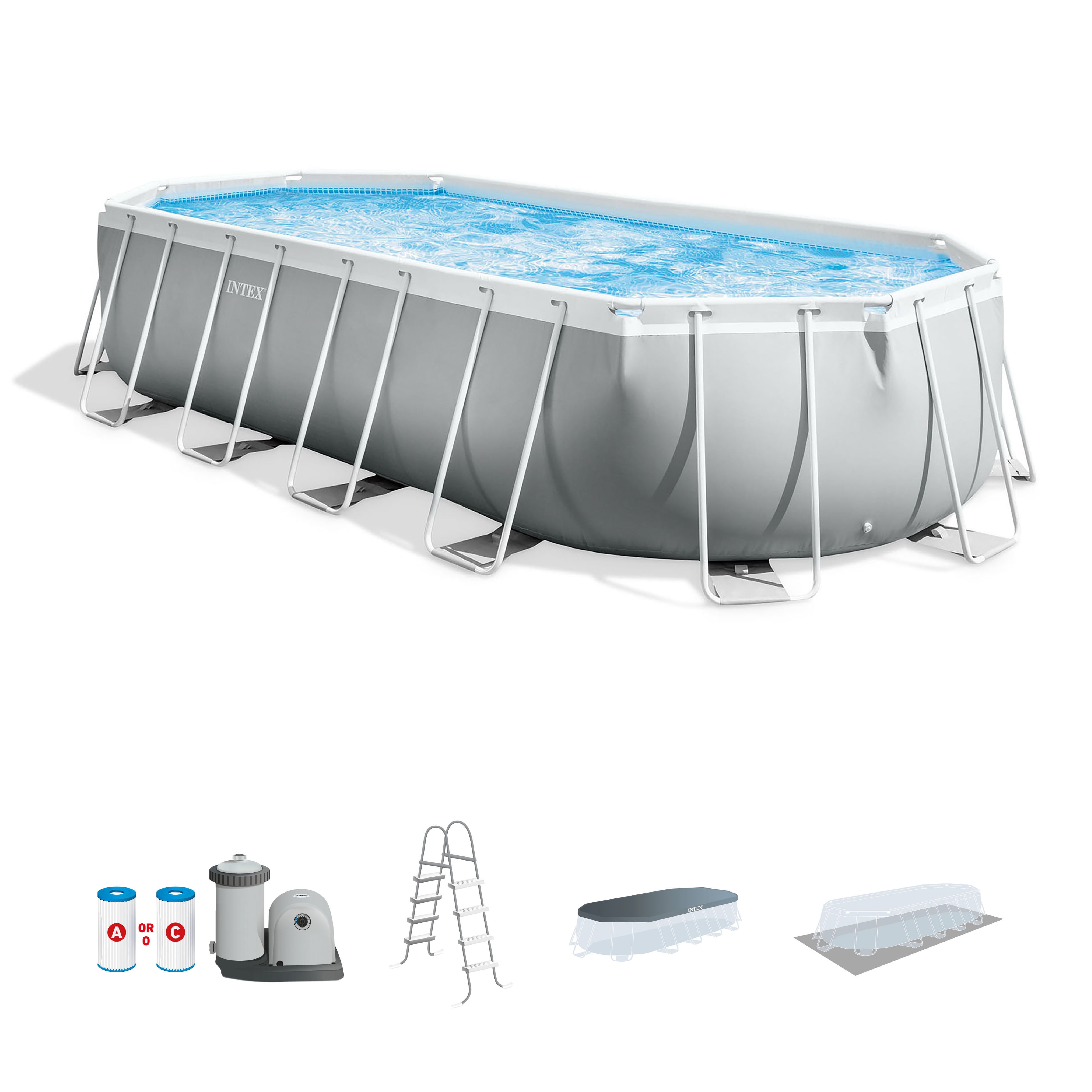 Intex Large Above-Ground Swimming Pool Set with Pump & Accessories, 20 ...