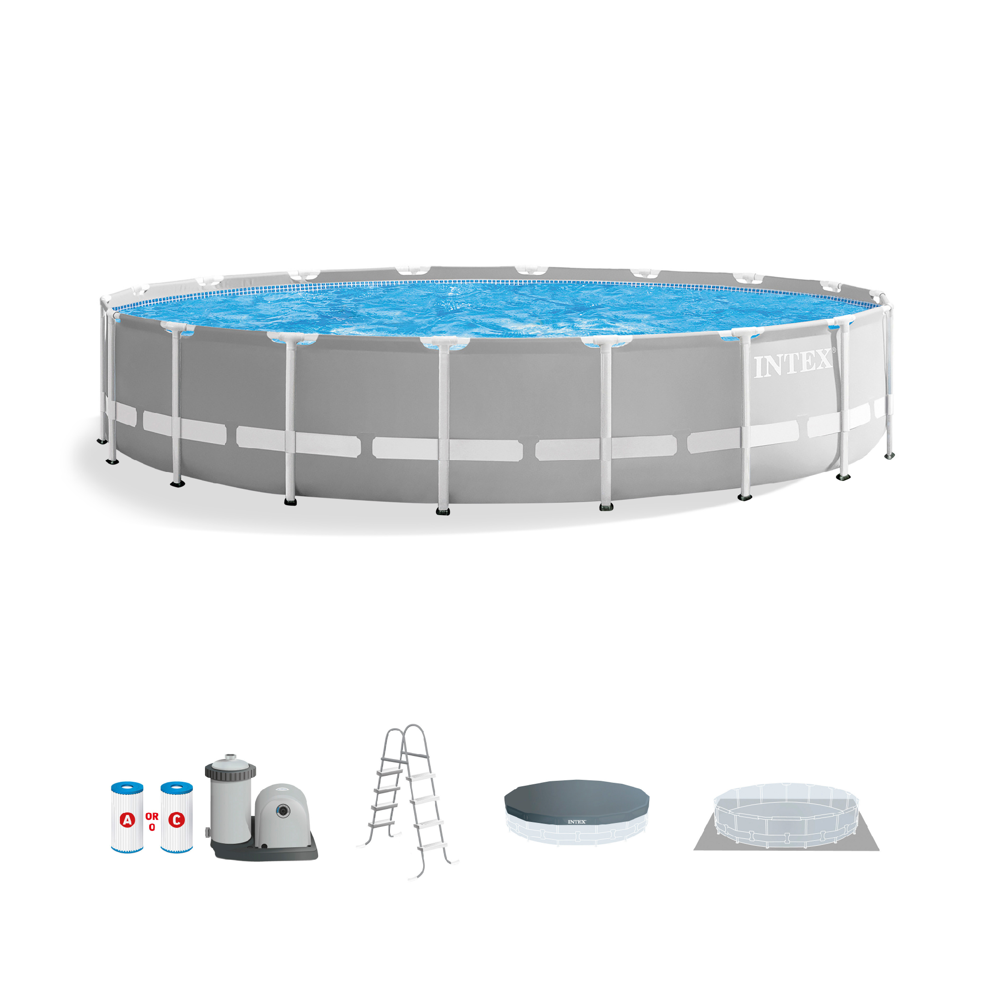 Intex 15' x 48" Metal Frame Above Ground Pool with Filter Pump ...