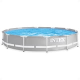 Intex, Above Ground Pool, Gray, 12 ft x 30 in, Round Metal Frame ...