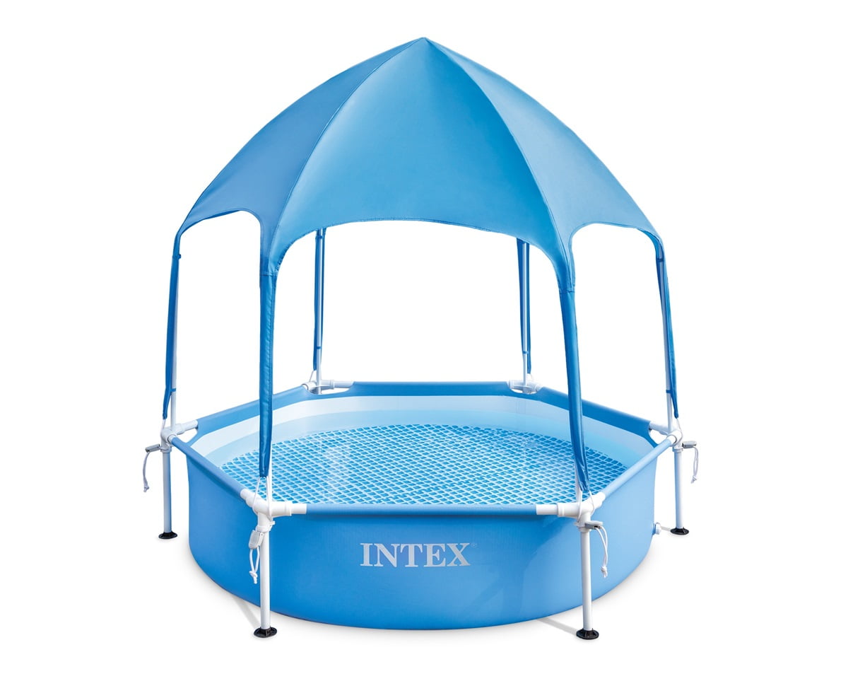 Intex Quick Setup 28209EP Canopy Metal Frame Above Ground Kiddie Pool ...