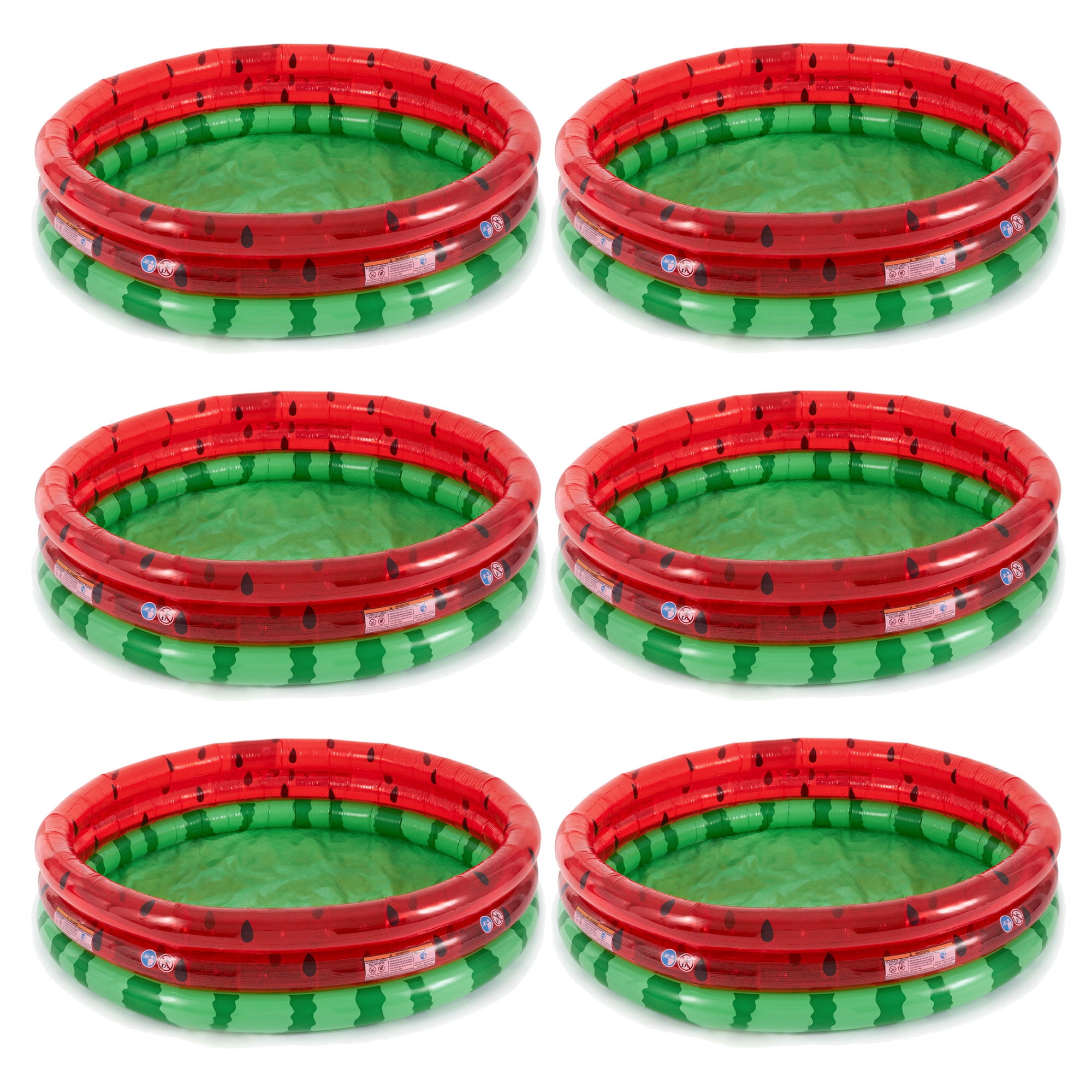 Intex 66" Round Inflatable Kids Swimming & Wading Watermelon Pool (6 ...