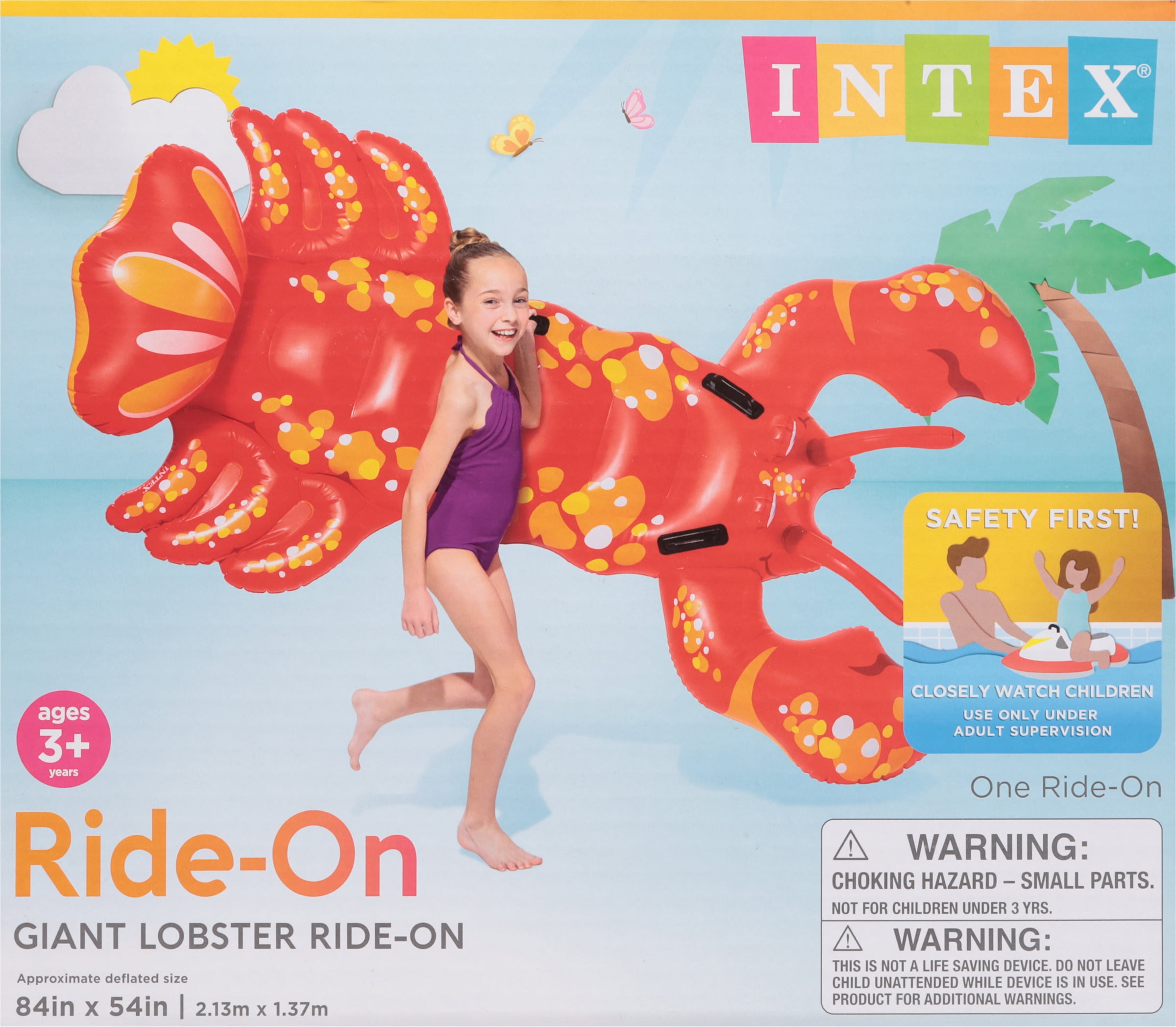 Intex Giant Lobster Ride-On Pool Float for Kids Ages 3+ with Handles ...