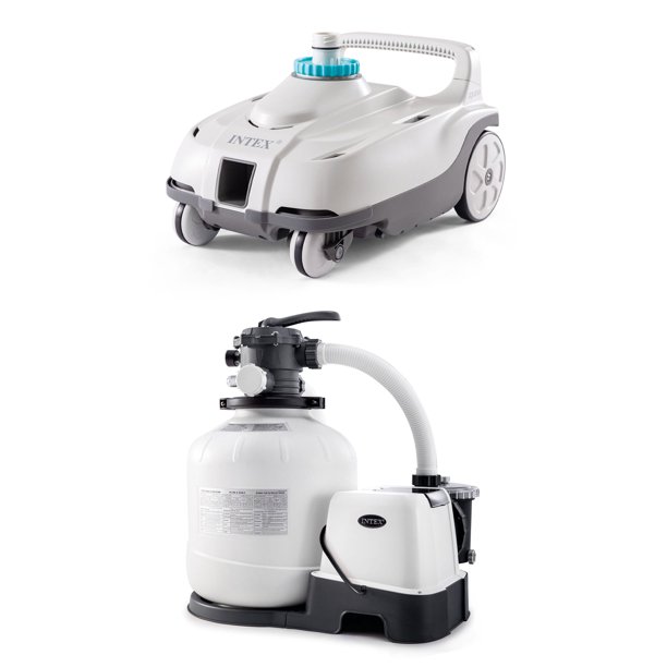 Intex Auto Pool Cleaner w/Krystal Clear Saltwater System & Sand Filter ...