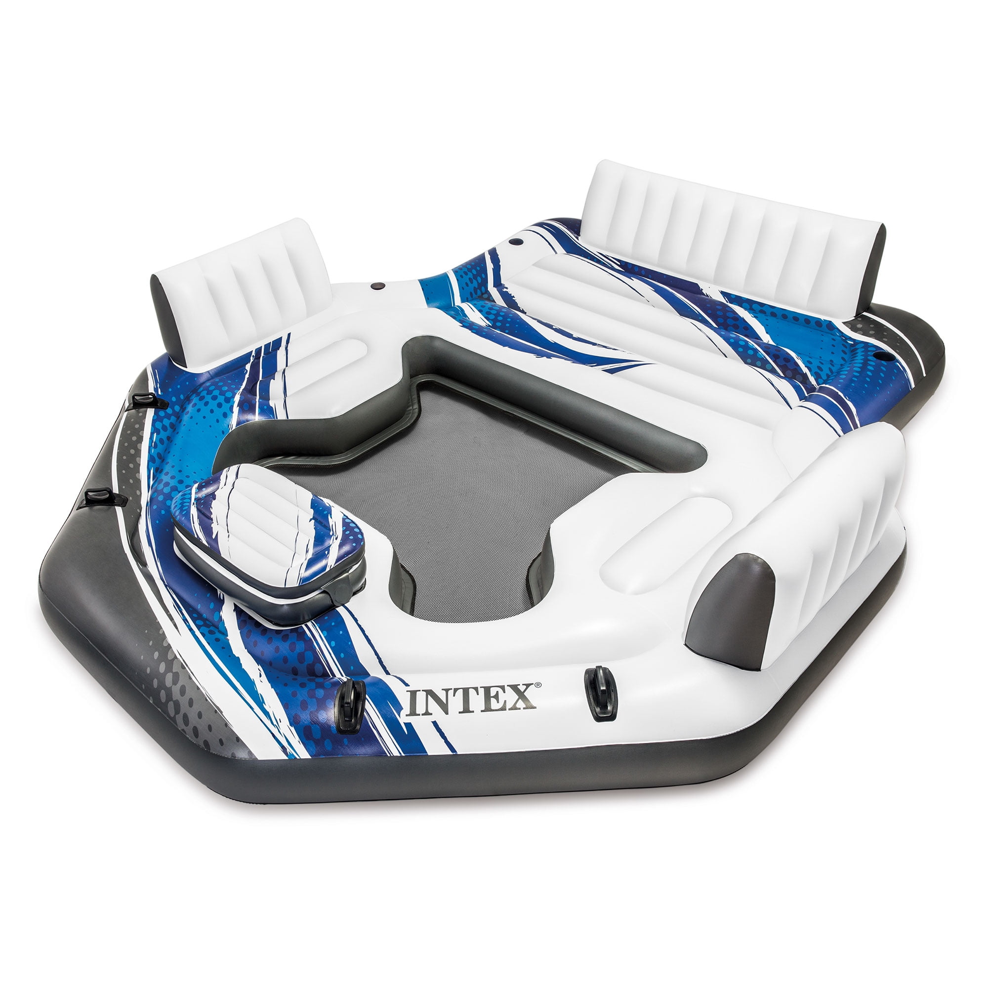 Intex Blue Tropic Inflatable Lake Island Float with Cooler, Cupholders ...