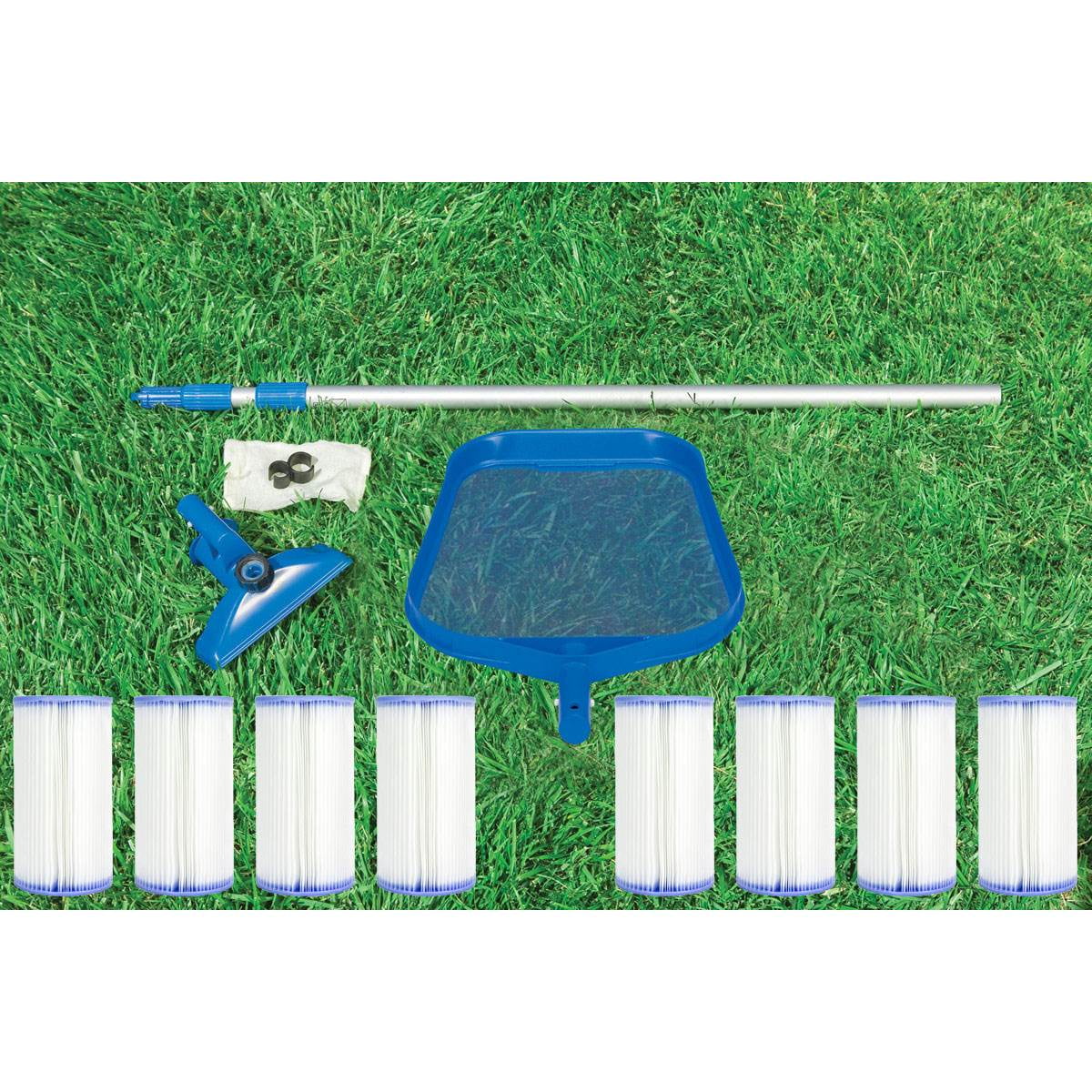 Intex Cleaning Maintenance Swimming Pool Kit w/ Vacuum Skimmer & Pole ...